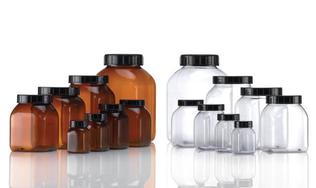 Kautex Square Wide Neck Container, 300 mL, Hard PVC, Clear Cap ...