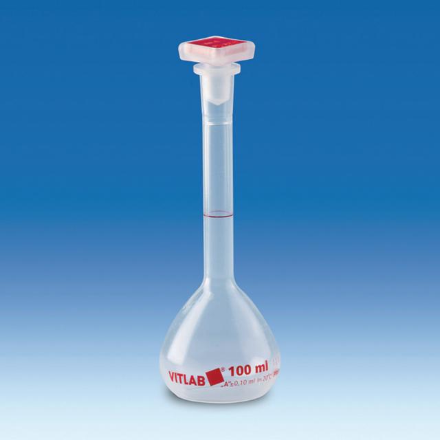 VITLAB Volumetric Flask 500 ml, PMP cl.A, NS 19/26, with PP Stopper, 270 mm Height, Certified ...