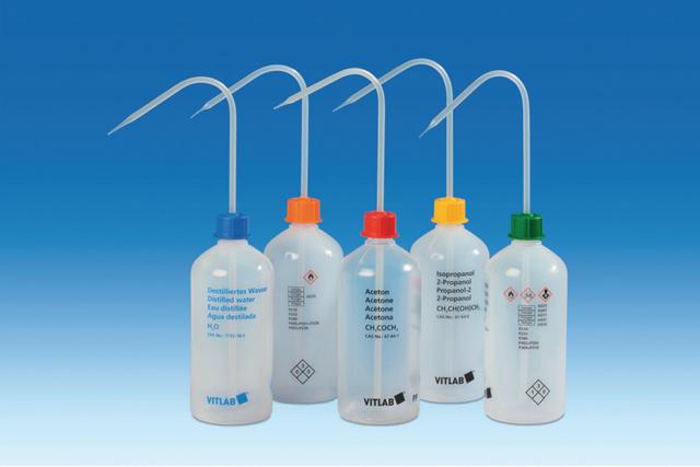 VITLAB Safety Washing Bottle 500 ml, PE-LD, GL 25, Distilled Water ...