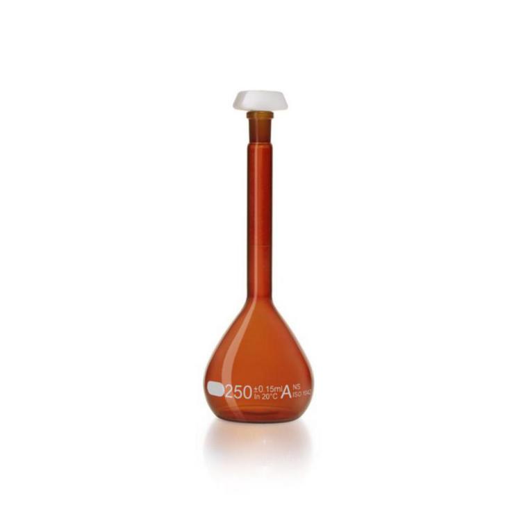 DWK Duran Volumetric Flask 250 ml, Amber Coloured Class A, White Grad ...